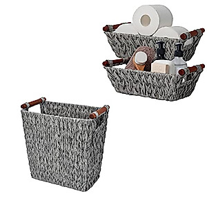 GRANNY SAYS Bundle of 1-Pack Woven Wastebasket for Organizing & 2-Pack Woven Storage Baskets for Bathroom