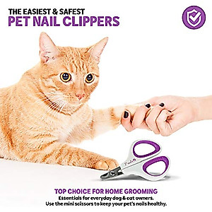 Detangling Pet Comb with Long & Short Stainless Steel Teeth for Removing Matted Fur, Knots & Tangles + Cat Nail Clipper, Dog Nail Trimmers – Pet Claw Scissors for Cats, Dogs, Rabbits & Small Animals