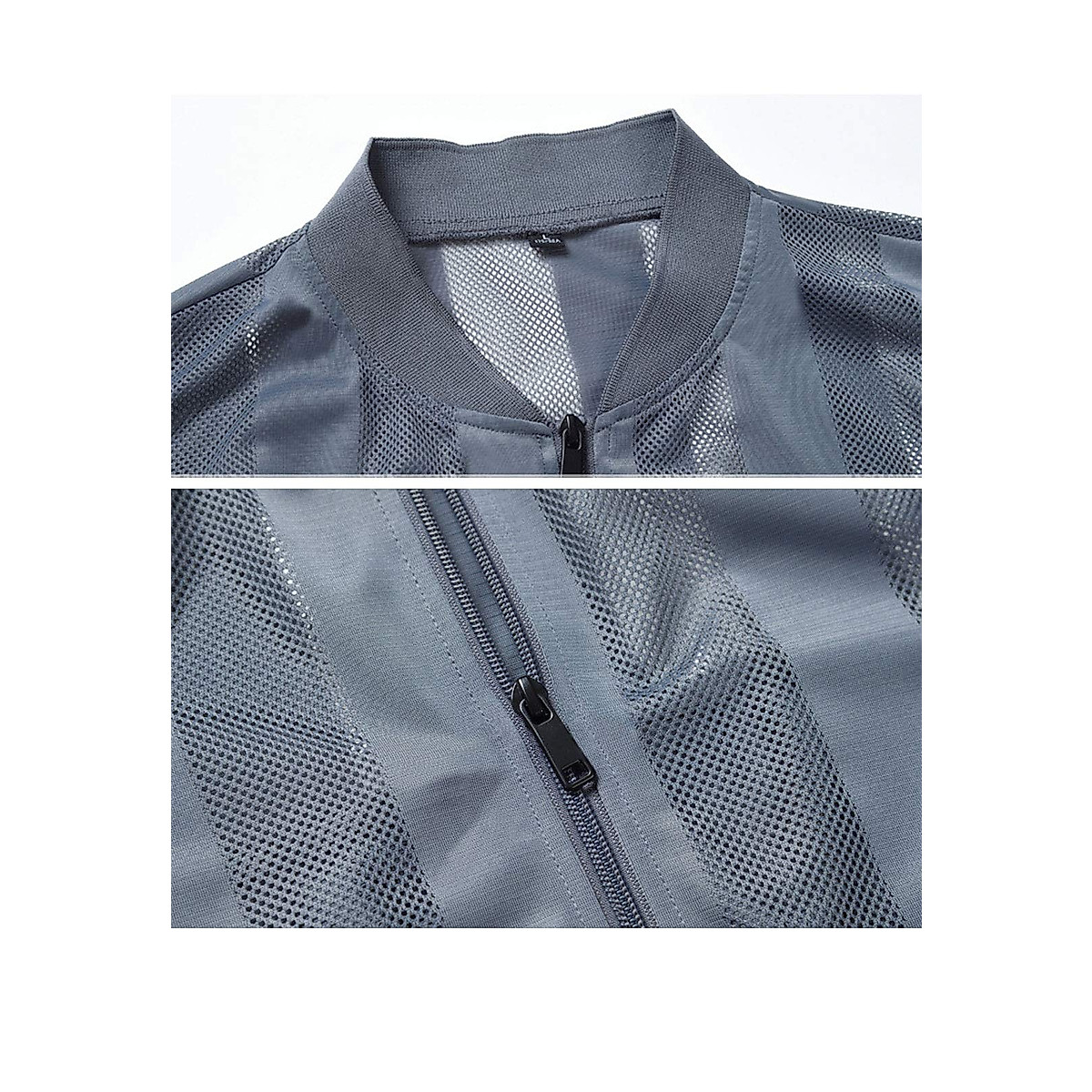 Flygo Men's Summer Stand Collar Lightweight Breathable Mesh Cycling Travel Zip Vest (Large, Black)