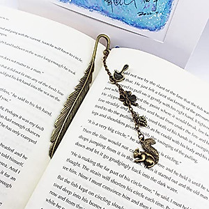 JHAILING Bookmarks for Women Leaf Metal Book Lovers Beautiful Unique Personalized Squirrel Bookmark with Gift Box for Adults for Teachers Man Kids Reader School Office Gifts