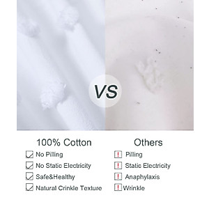 YINFUNG Tufted Duvet Cover Cotton Textured Boho Queen White Clipped Dot Shabby Chic Jacquard Geo Elegant Pretty Cute Duvet Cover Set 90x90 Diamond Bohemian Bedding Set Zip