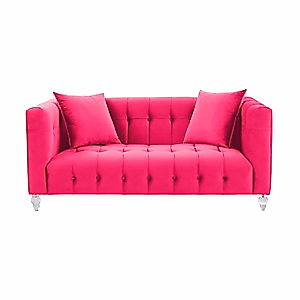 TOV Furniture Bea Hot Pink Velvet Upholstered Loveseat