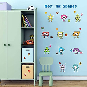 IARTTOP Colorful Shapes Wall Stickers, Educational Learning Geometry Wall Decals, Removable Wall Stickers for Kids Bedroom Preschool Kids Playroom Nursery Wall Decor Toddler Classroom Decoration