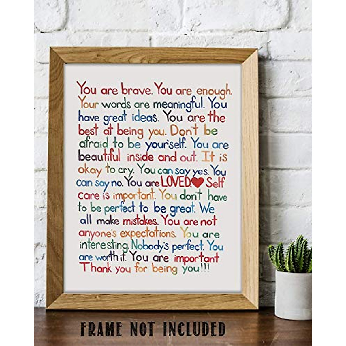 "You Are Enough-Loved-Important"- Inspirational Wall Art Print- 8 x 10" Ready to Frame. Motivational Wall Art-Home Décor- Office Décor. Perfect For Building Confidence in Children, Friends & Graduates