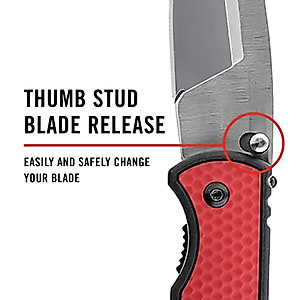 COAST SHIFT, EDC Replaceable Blade Folding Knife, Liner Lock, Double Lock, Pocket Clip, Thumb Studs for Everyday Carry, Sheath Included, Red/Black, for Hunting, Fishing, Camping, Outdoor Use