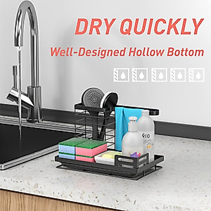 VITABONA Kitchen Sink Caddy Kitchen Sink Organizer, Large Size Sponge Caddy for Kitchen Sink with Drain Tray, Rustproof Sturdy Kitchen Sponge Holder for Dish Soap, Sink Brush and Sink Accessories