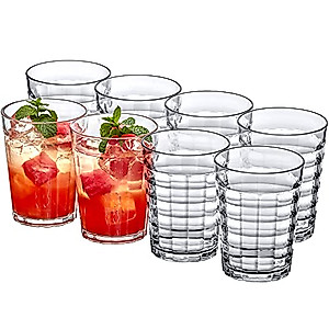 Amazing Abby - Ice Cube - 16-Ounce Plastic Tumblers (Set of 8), Plastic Drinking Glasses, All-Clear High-Balls, Reusable Plastic Cups, Stackable, BPA-Free, Shatter-Proof, Dishwasher-Safe