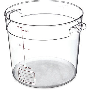 Carlisle FoodService Products Storplus Round Food Storage Container with Stackable Design for Catering, Buffets, Restaurants, Polycarbonate (Pc), 6 Quart, Clear, (Pack of 12)