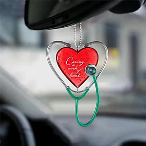 Luejnbogty 1PCS Heart Pendant Decoration, Heart Stethoscope Caring, Heart Stethoscope Decoration Love Christmas Pendant Gift Easy to Use