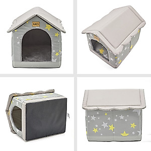 Jiupety Cozy Pet Bed House, Indoor/Outdoor Pet House, 2XL Size for Large Dog, Warm Cave Sleeping Nest Bed for Cats and Dogs, Gray