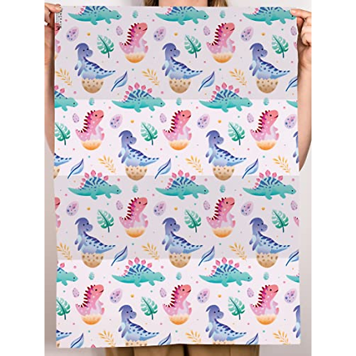 CENTRAL 23 Dinosaur Wrapping Paper - For Baby Boys and Girls - 6 Sheets Dinosaur Gift Wrap - For Birthday, Chritmas, Holiday, Baby Shower - Comes With Fun Stickers
