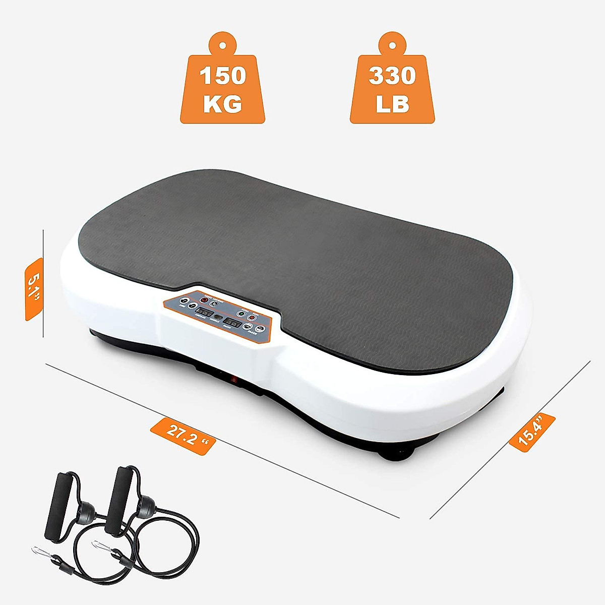 Leogreen Vibration Plate, Portable 3D Exercise Machine with 2 Resistance Bands, Whole Body Trainer for Home Fitness with 180 Levels Adjustable Speed and Time Settings, Maximum Weight 330lbs