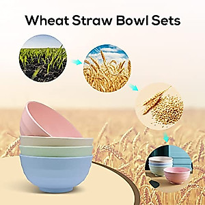 Numkey Set of 4 Wheat Straw Bowls 60 oz, Salad bowls, Unbreakable Large Cereal Bowls, Oversized Lightweight soup Bowl Dishwasher & Microwave Safe BPA Free Cereal Bowls for kitchen (Multicolor)