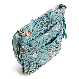 Vera Bradley Women's Cotton Triple Zip Hipster Crossbody Purse, Sunlit Garden Sage - Recycled Cotton, One Size