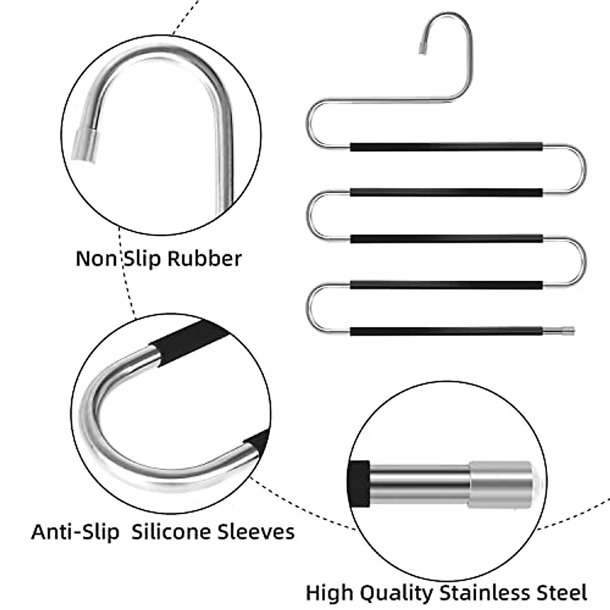 Pant Hangers Space Saving - 10 Pcs Black Pants Hangers S Hangers for Jeans Hangers for Closet