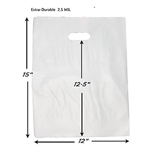 100 Extra Durable 2.5mil 12x15 Clear Merchandise bags Die Cut Handle-Semi-Glossy finish-Anti-Stretch. For Retail store plastic bags, Party favors, Handouts and more by Best Choice (Clear)