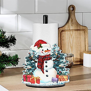 Snowman Paper Towel Holder, Christmas Decoration for Kitchen Home Bathroom, Metal Stand Paper Towel Holder Stand Large, Fall Towels Paper Holder for Countertops Farmhouse Decor