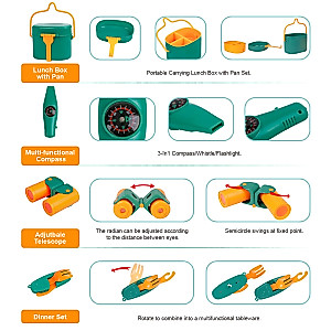 Meland Kids Camping Set with Tent - Toddler Toys for Boys with Campfire, Camping Toys for Kids Indoor Outdoor Pretend Play, Gift Idea for Boys Age 3,4,5,6 Year Old Birthday Christmas (Green)