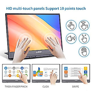 G-STORY 15.6 Inch Portable Touchscreen Monitor Ultrathin FHD 1080P IPS Portable Gaming Monitor for Laptop PC Mac Phone PS4 PS5 XB Series Direct-Connected HDR FreeSync USB C VESA Mount