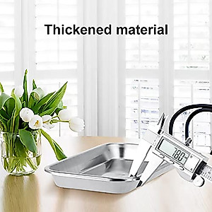 Annhua 304 Stainless Steel Lab Tray 3 Pack Surgical Instrument Trays 8.86" x 4.7" x 0.8", Lab Tray Small for Laboratory, Tattoo Station, Bathroom Organizer