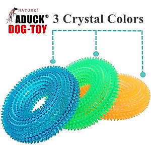 ADUCK Dog Squeaky Chew Toys for Aggressive Chewers Dental Teething Cleaning (Non-Toxic Soft Natural Rubber), Cute Crystal Ring Design -4.92 inches (Black)