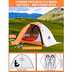 AYAMAYA 4 Season Backpacking Tent 2 Person Camping Tent Ultralight Waterproof All Weather Double Layer Two Doors Easy Setup 1 2 People Man Tents for Backpacker Outdoor Hiking
