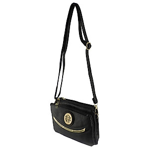 Silver Fever Fashion Crossbody - Hipster Mini Purse - Indie Designed Handbag (Black Accordion)