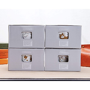 VanEnjoy Big Capacity 24oz 3D Cute Cartoon Microwave Ceramic Soup Cat Bowl Instant Noodle Bowl Cereal Bowl for Salad Fruit Vegetable with Ceramic Kitty Cat Lid and Handles (coffee)