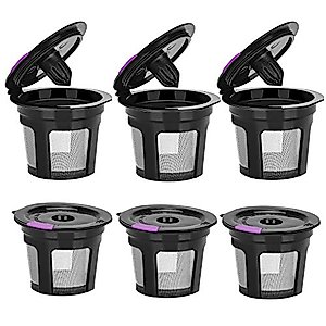 Reusable K Cups For Keurig, Reusable K CUP Coffee Filter Refillable Single K CUP for Keurig 2.0 1.0 BPA Free-6 Packs