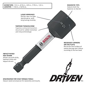 BOSCH SDMSD45 45-Piece Driven Impact Tough Screwdriving Custom Case Assorted Set with Included Storage Case