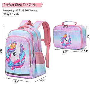 BGS BIGSUCS Girls Backpack for Kids School Backpack Preschool Kindergarten Elementary School Bag with Insulated Lunch Tote