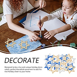 Didiseaon Hanukkah Glitter Confetti 50pcs Gold Silver Blue Star of David Table Scatter Star Shape Jewish New Year Confetti Hanukkah Party Table Centerpiece