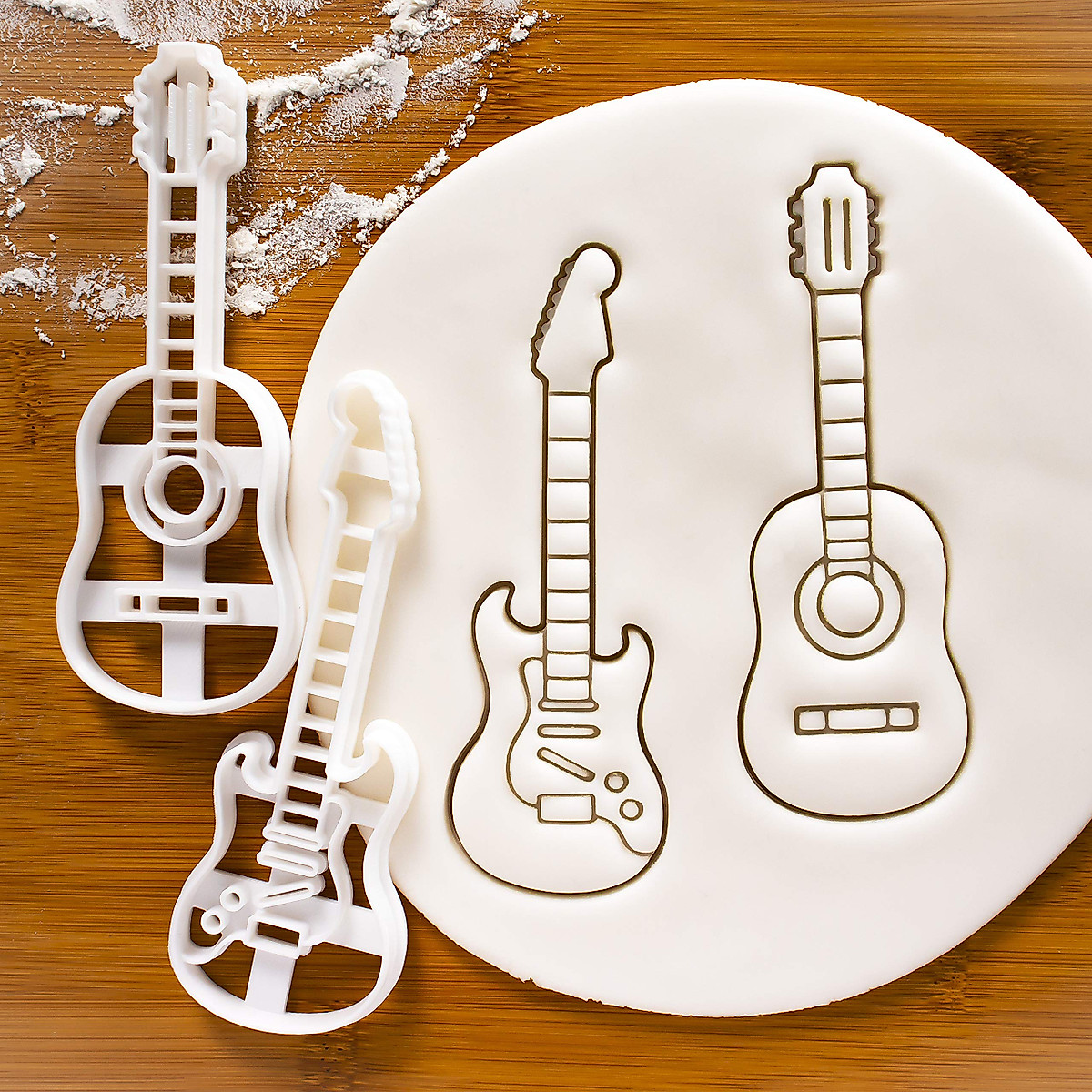 Set of 2 Guitar cookie cutters (Designs: Acoustic and Electric Guitar), 2 pieces - Bakerlogy