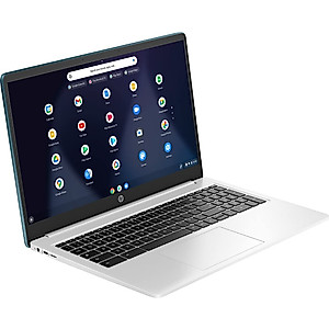 HP 2023 Newest Chromebook Laptop, Intel Quad-Core Processor, 15.6 inch HD Display, 8GB Memory, 64GB eMMC, 128GB MicroSD Card, Intel UHD Graphics, Wi-Fi, Bluetooth, Chrome OS, Bundle with JAWFOAL