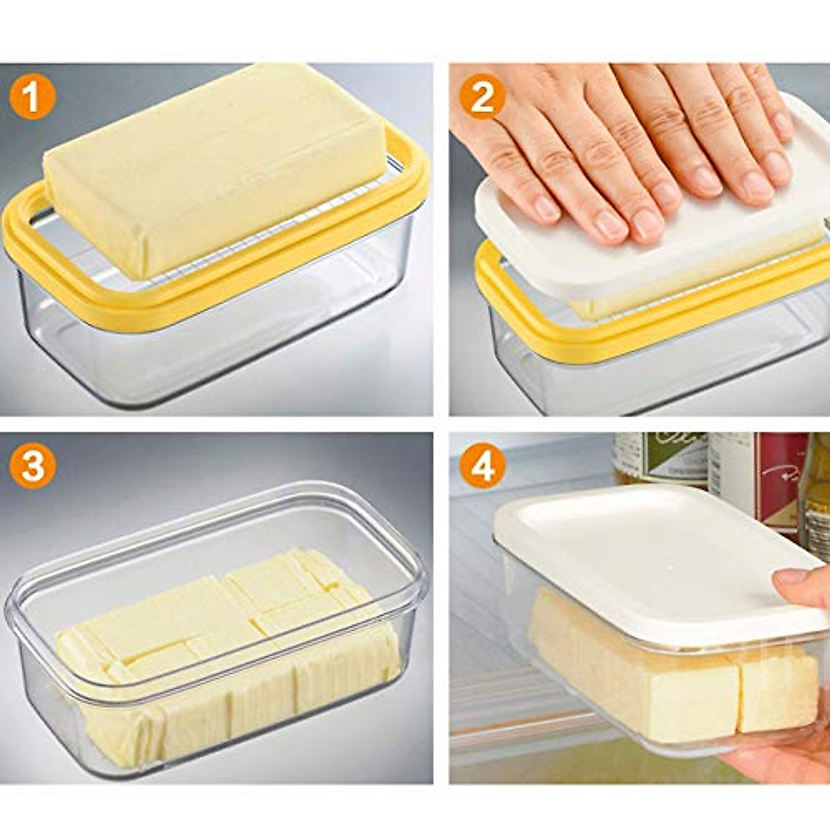 Butter Dish with Lid and Cutter, Plastic Butter Keeper Container Case for Countertop or Fridge