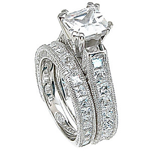 His and Hers TRIO Wedding Ring Set 3 PCS Couples Rings Bride Groom Band Him Her 13/9