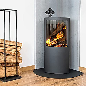 Slivek 4-Blades Fireplace Stove Fan with Thermometers, Silent Motors Heat Powered Wood Stove Fan Non-Electric with Thermometer for Wood Burning Stove, Pellet, Log Burner