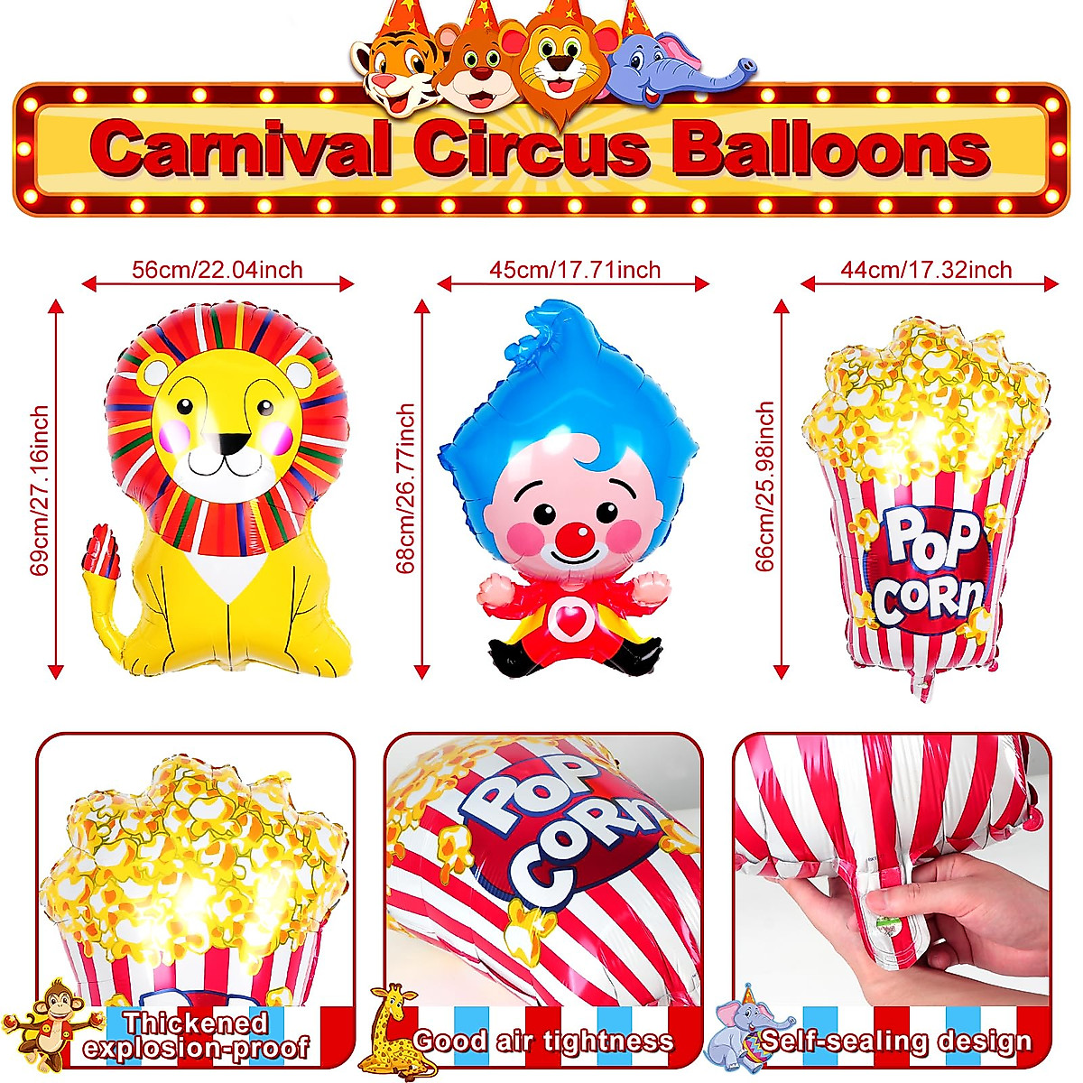 HJINGY Carnival Theme Party Decorations, Circus Theme Party Decorations with Carnival Balloons, Carnival Backdrop, Tablecloth, Happy Birthday Banners, Cake Toppers, Paper Plates and Napkins Set