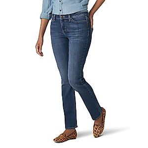 Lee Women's Petite Legendary Mid Rise Straight Leg Jean Seattle 14 Petite