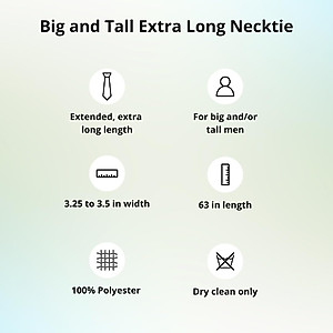 tiemart Big and Tall Extra Long Necktie 63" Length (Black)
