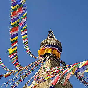 Cosynee Handmade Tibetan Buddhist Prayer Flag, Handmade Tibetan Affirmation Prayer Flags, Himalayan Flags (set of 2)