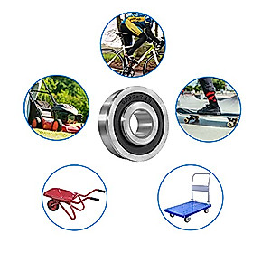 10 Pack Flanged Ball Bearings 5/8" x 1-3/8" x 1/2", Pre Lubricated, for Lawn Mower, Wheelbarrows, Carts & Hand Trucks Wheel Hub, Replacement for JD AM118315, AM35443, Stens 215-038, 215-061 Etc