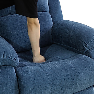 SIENWIEY Blue Linen Fabric Reclining Sofa for Living Room Furniture, Double Recliner Loveseat 2 Seats Couch with Storage Console/Two Cup Holders/Linen Fabric