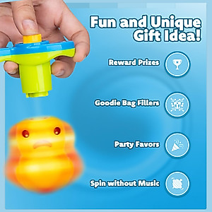 Light Up Animal Spinning Tops for Kids, 8 UFO Toys with Flashing LED Lights, Fun Birthday Party Favors, Goodie Bag Fillers Gift for Boys and Girls 3 4 5 6 7 8