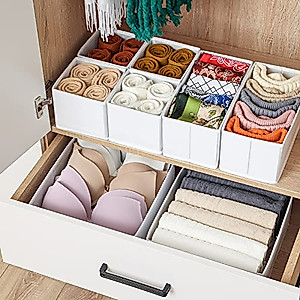 Stero 12 Pack Drawer Organizers for Clothing, Dresser Drawer Organizer Clothes, Fabric Foldable Closet Organizers and Storage Basket Bins for Clothes, Underwear, Bras, Socks (White)