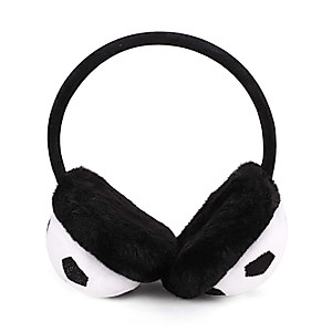 IPENNY Kids Winter Warm Soft Plush Earmuffs Boys Girls Soccer Ear Warmer for Outdoor (Soccer,Black)