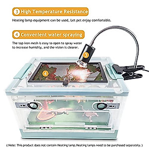 RunDuck Foldable Reptile Terrariums Kits Gecko Tank with Plant, Feeding Bowl, Carpet, Easy to Carry, Easy to Move with Wheels, Heat-Resistant Material, Suitable for Snake Tortoise Leopard Gecko