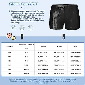 winying Kids Girls Dance Tumbling Athletic Gymnastics Short Stretchy Tight Shorts Bottoms Workout Hot Pants Black 5-6 Years