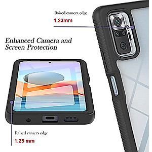 DETUOSI Hard Cell Phone Case for Xiaomi Redmi Note 10 Pro 6.67" with Screen Protector (Not for Note 10 5G), 360 Full Body Protective Phone Cover Case for Redmi Note 10 Pro Max, Black