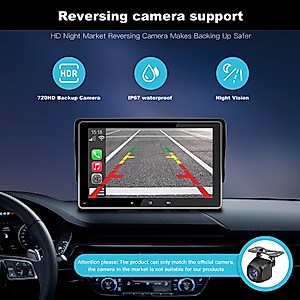Hinine 7" HD Double Din Car Stereo with 720H Backup Camera, Portable Apple CarPlay Wireless Touch Screen Android Auto Automatic Multimedia Player with Mirror Link/Siri/Bluetooth/Navigation Screen